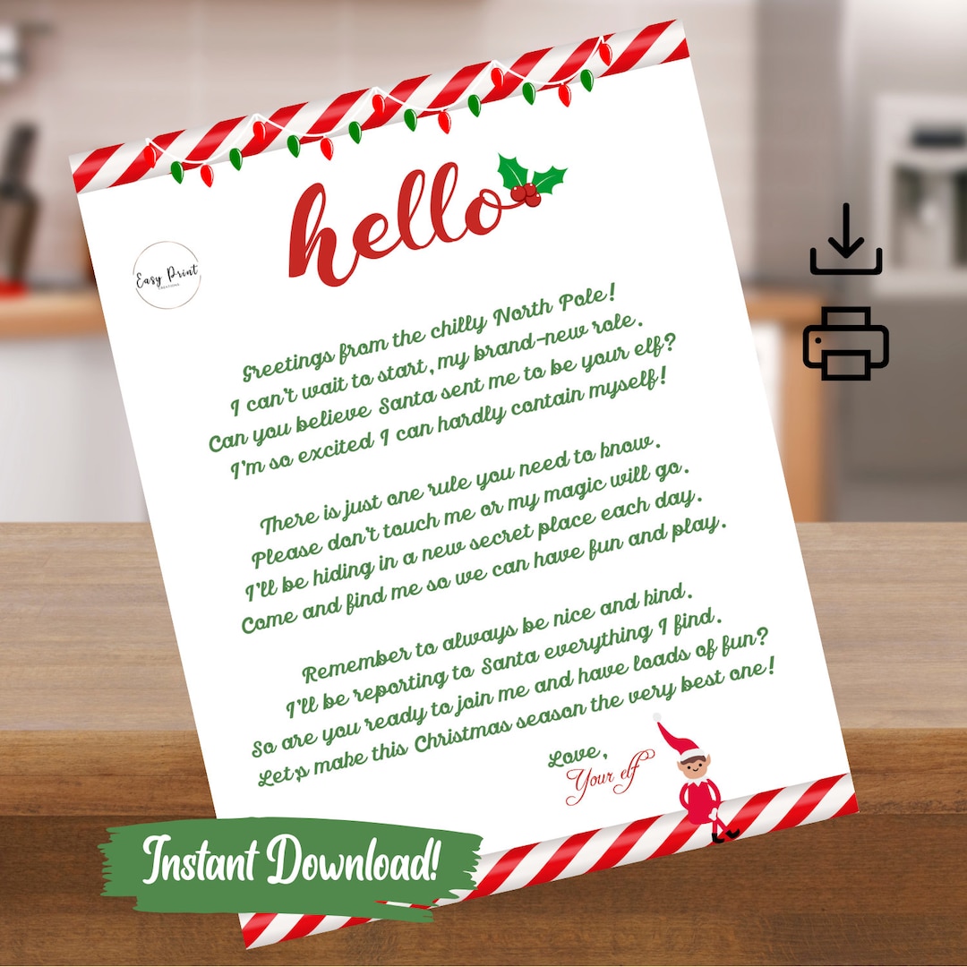 Printable Elf Welcome Letter-christmas Traditions-elf on Shelf-buddy ...