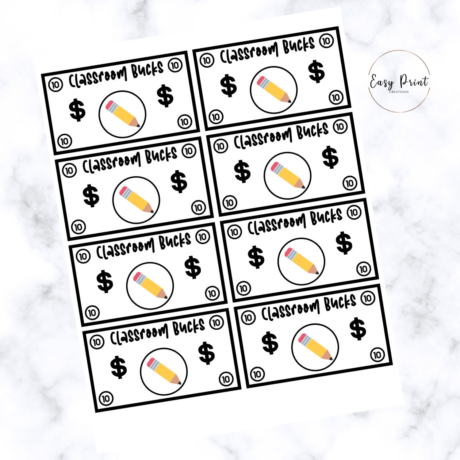 Printable Classroom Reward Bucks - Behavior Incentive (digital Download ...