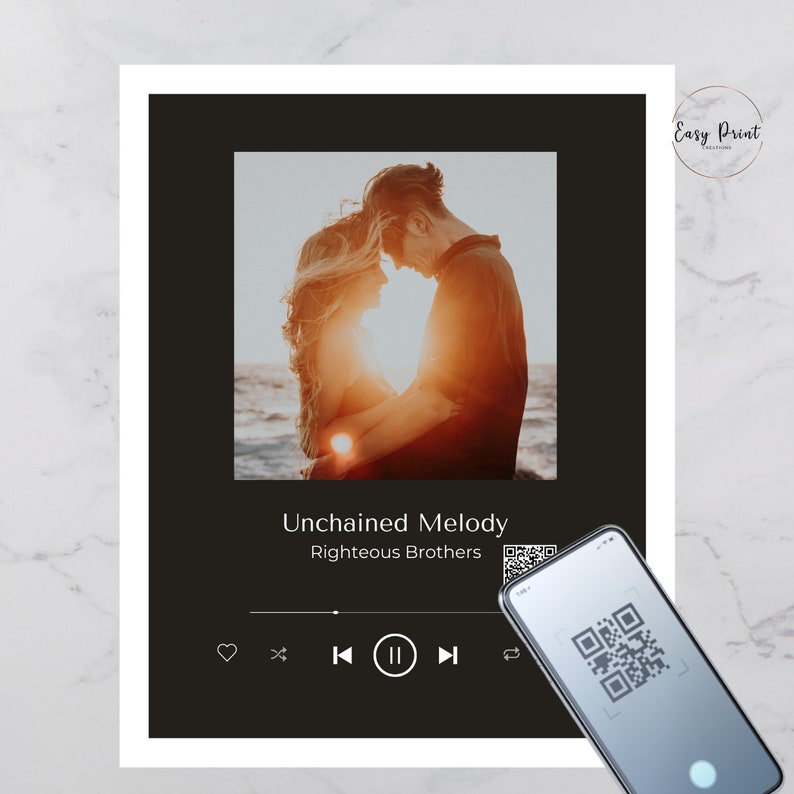 Personalized "music Frame Art" W/ Real Scannable QR Code-our Song ...