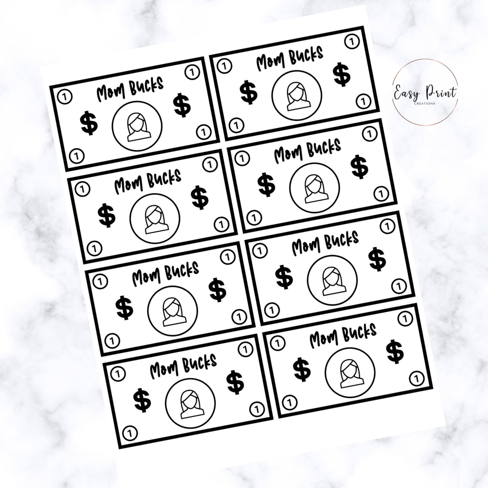 Mom Bucks Reward Money-printable Reward Coupons for Chores and - Etsy