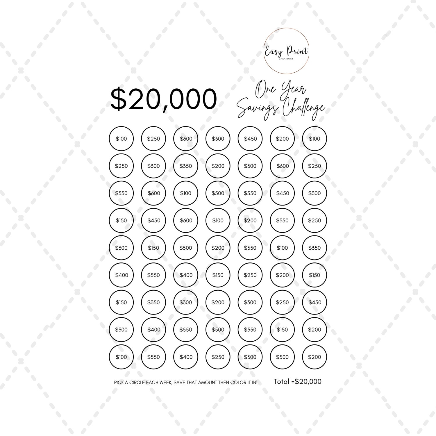 Save 20000 Dollars in One Year-printable 20K Savings - Etsy Australia