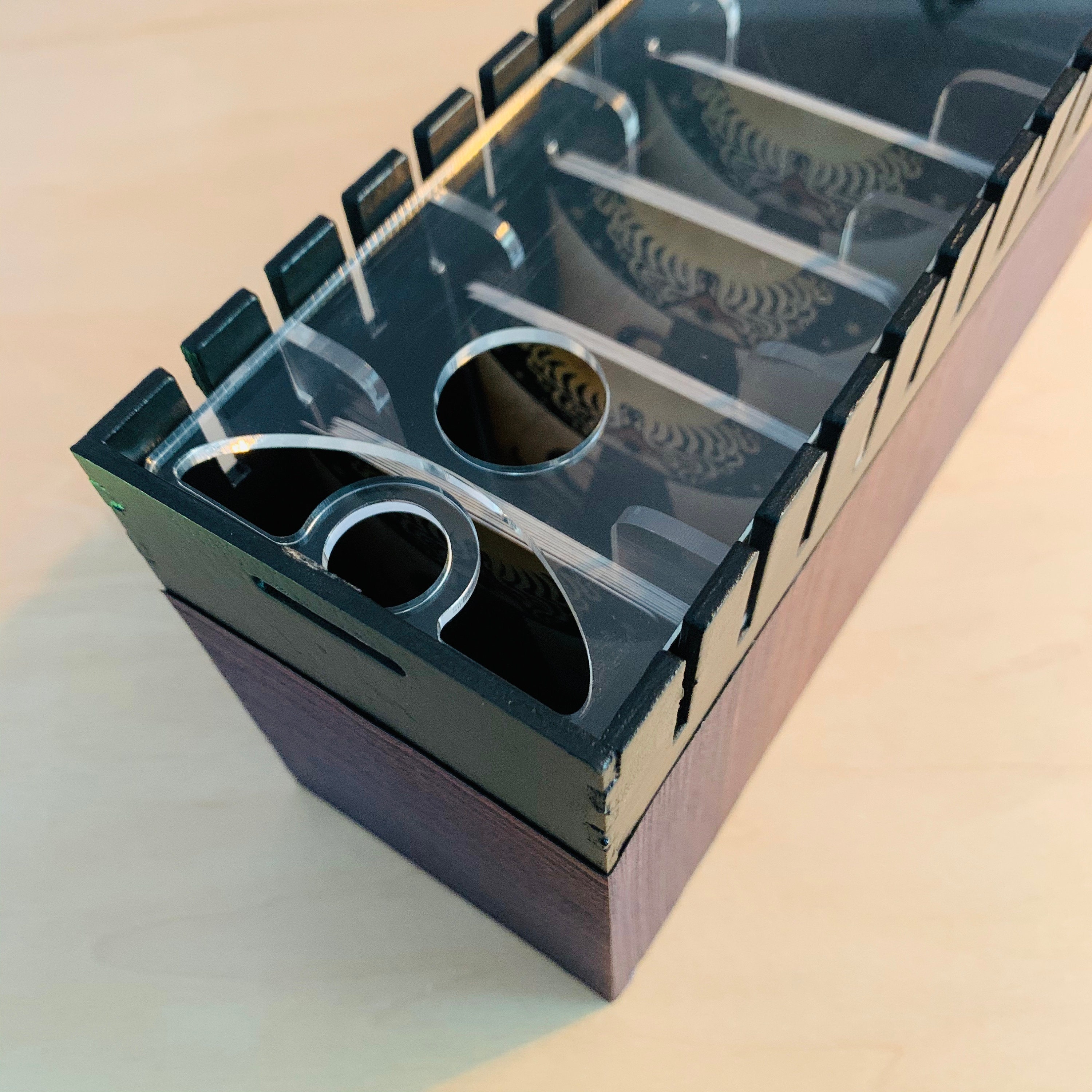 Vertical Playing Card Storage Box, Organizer With Clear Acrylic Lid ...