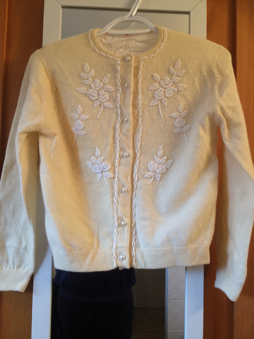 1950s Cream Angora Sweater With White Beading - Etsy