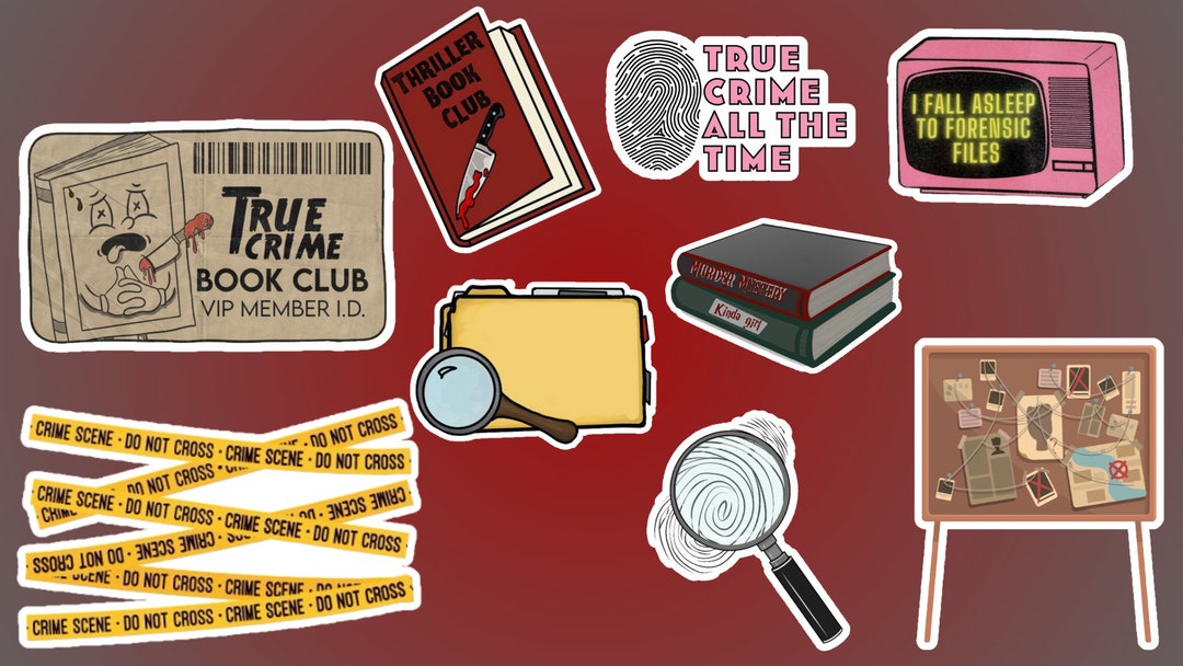 True Crime Sticker Set Thriller Theme Stickers Crime Podcast Forensic ...