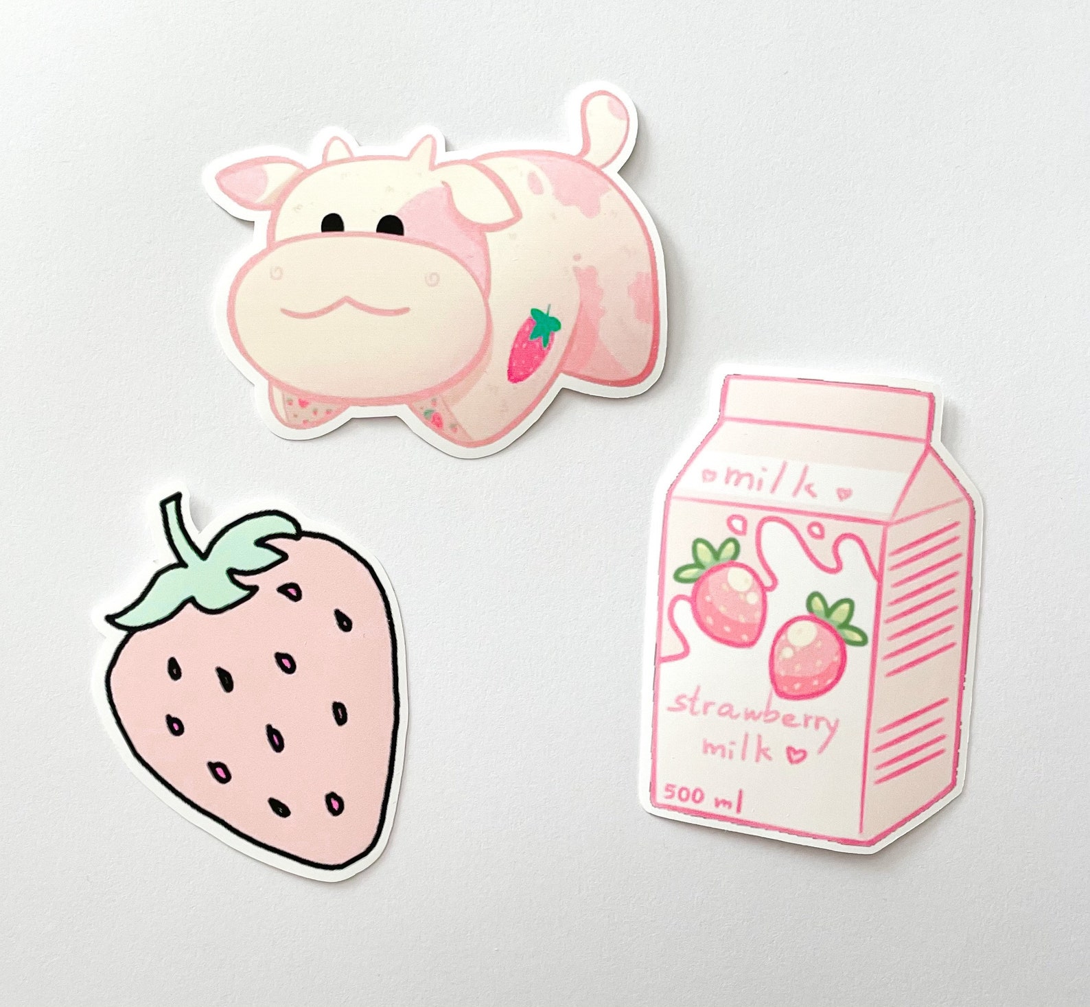 Strawberry Cow Sticker Set | Etsy