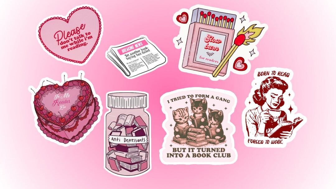 Bookish Sticker Set| Book Club| Kindle Stickers| Book Aesthetic| Girly ...