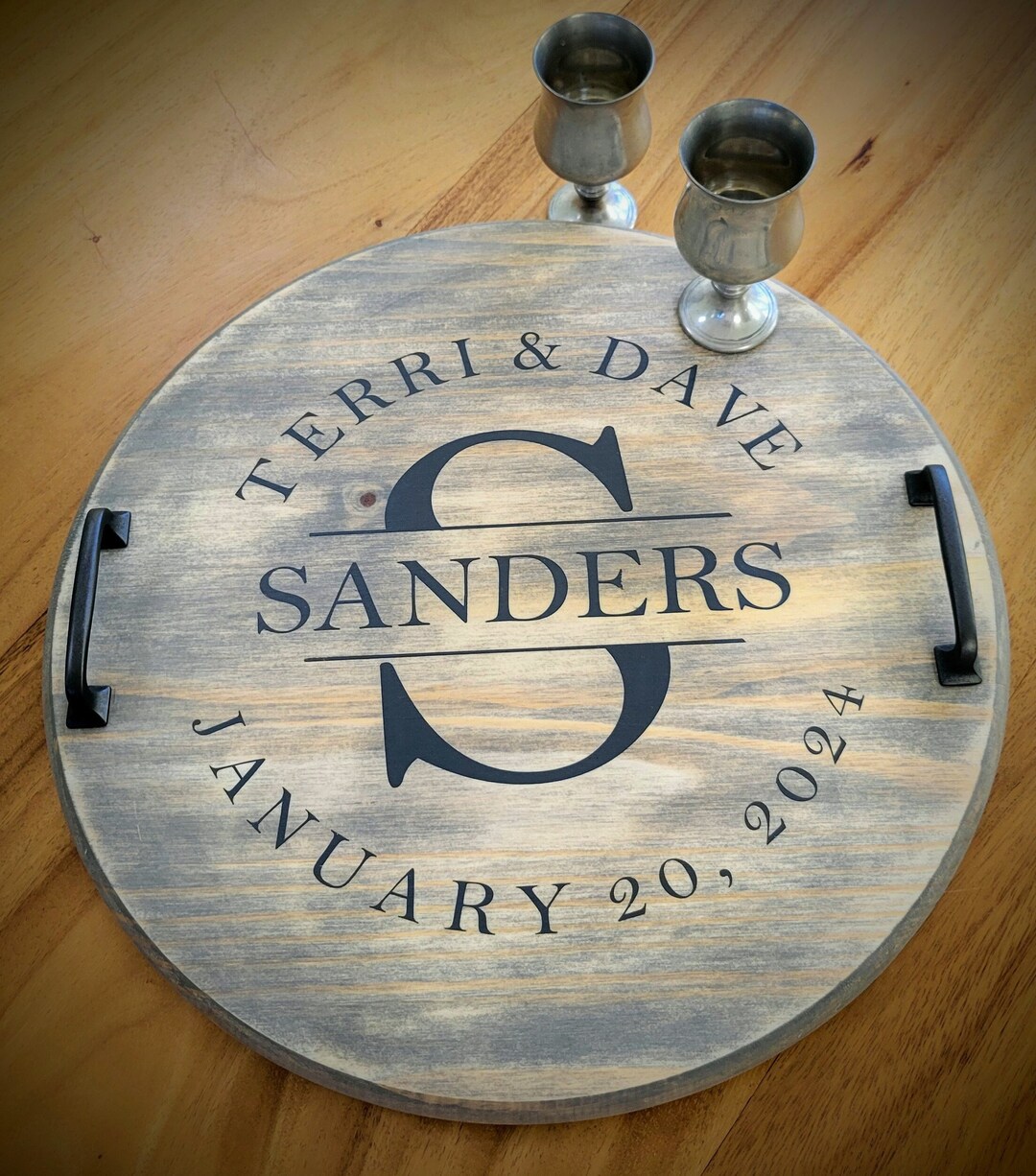 Personalized Serving Tray, Charcuterie Board, Round Decorative Tray ...