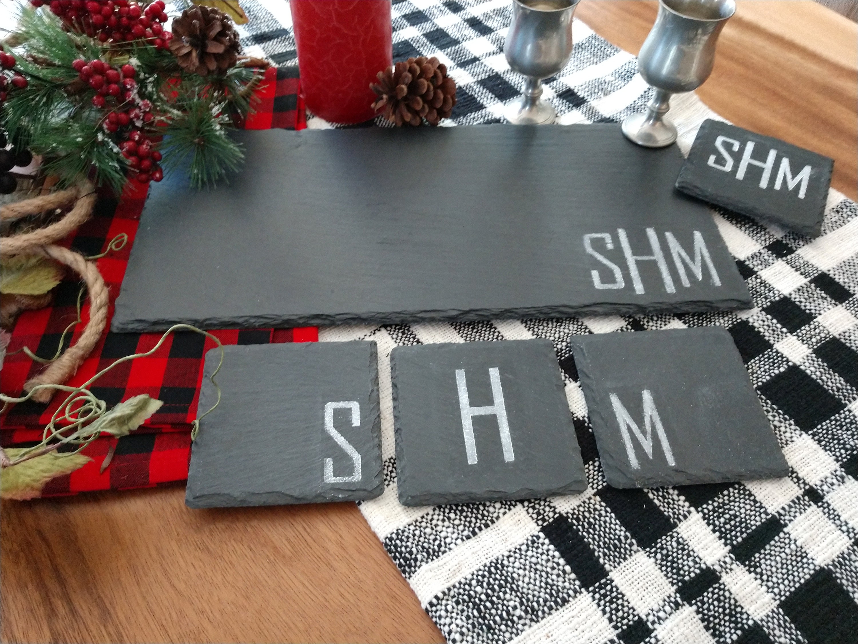 Personalized Slate Coasters Custom Etched Coasters Slate | Etsy