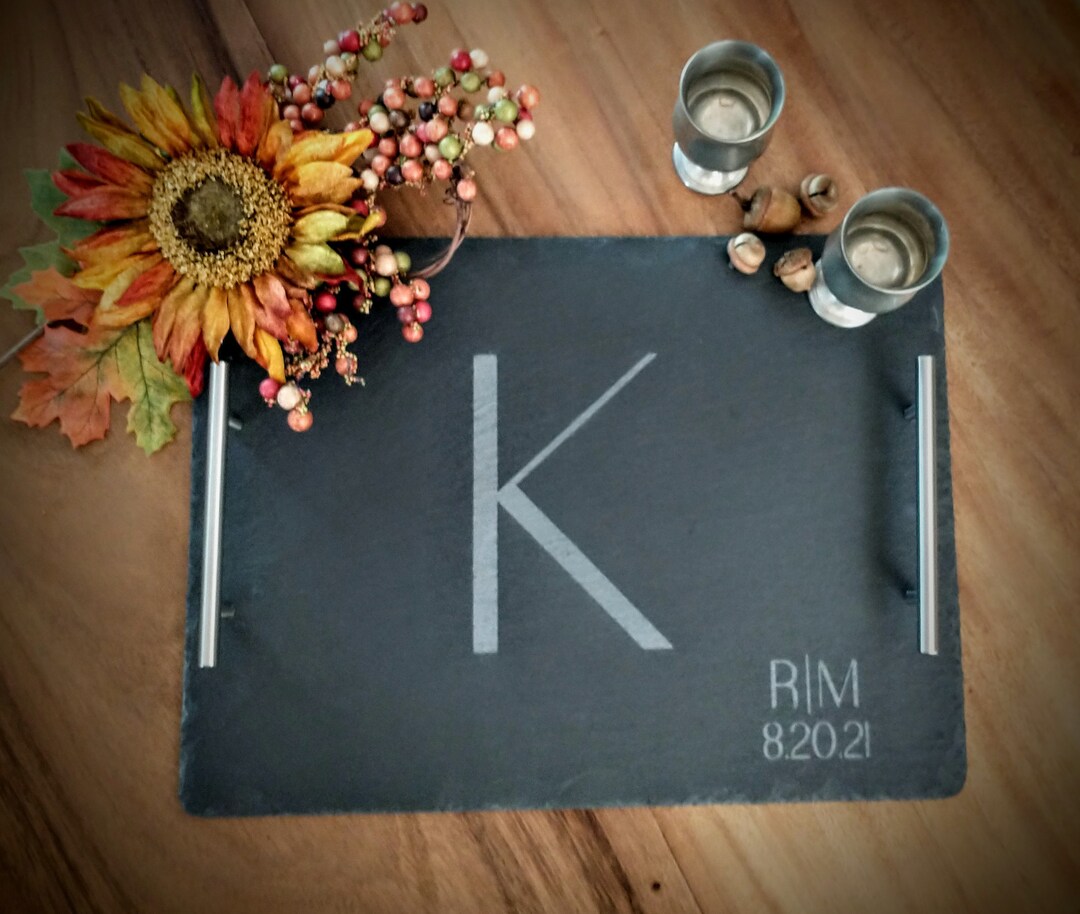 Personalized Serving Tray, Etched Slate Charcuterie Board, Custom ...