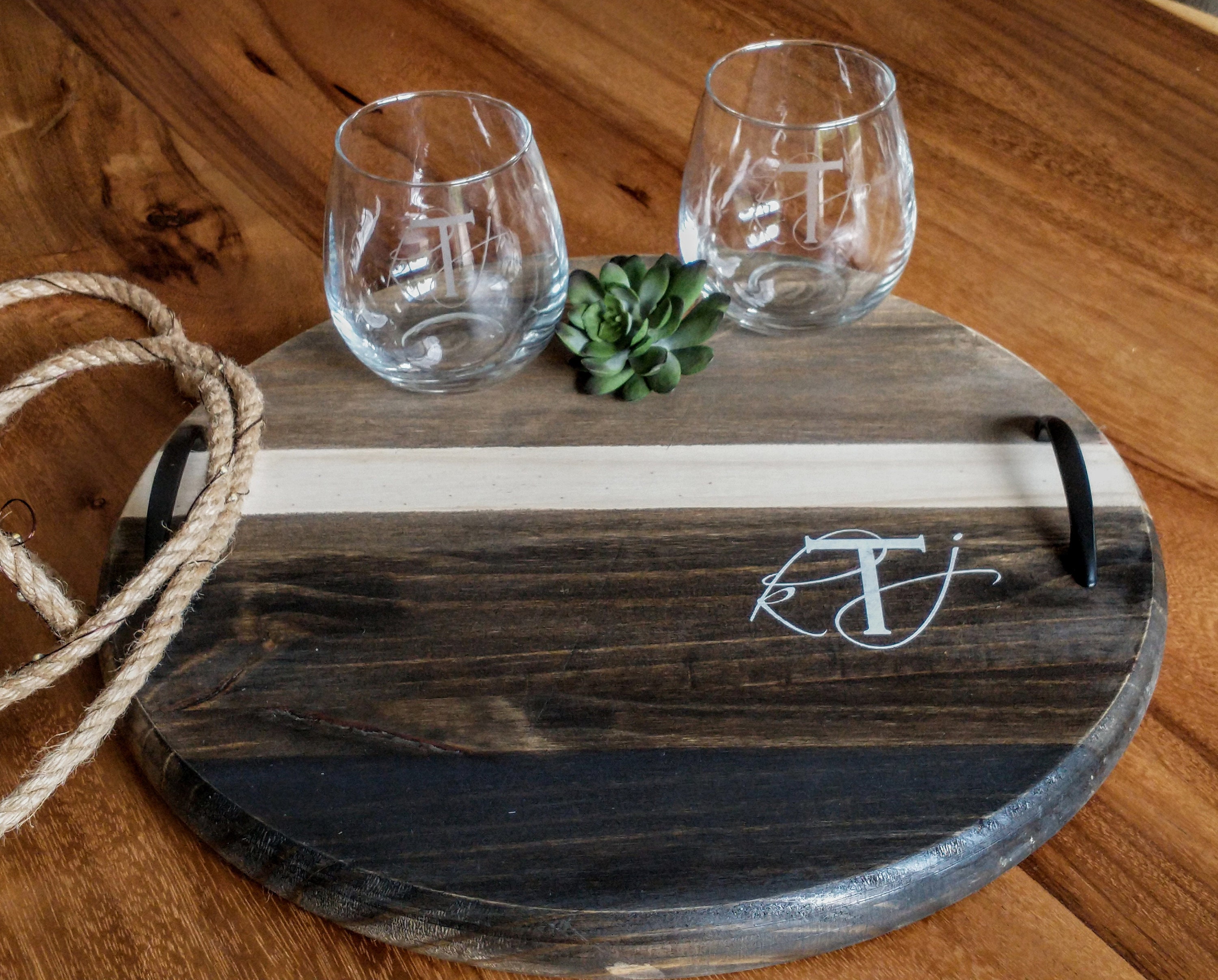 Personalized Serving Tray and Matching Glasses Charcuterie | Etsy