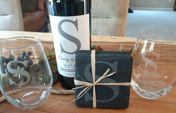Custom Wine Label Coasters Personalized Wine Stem Wrap Coasters GB