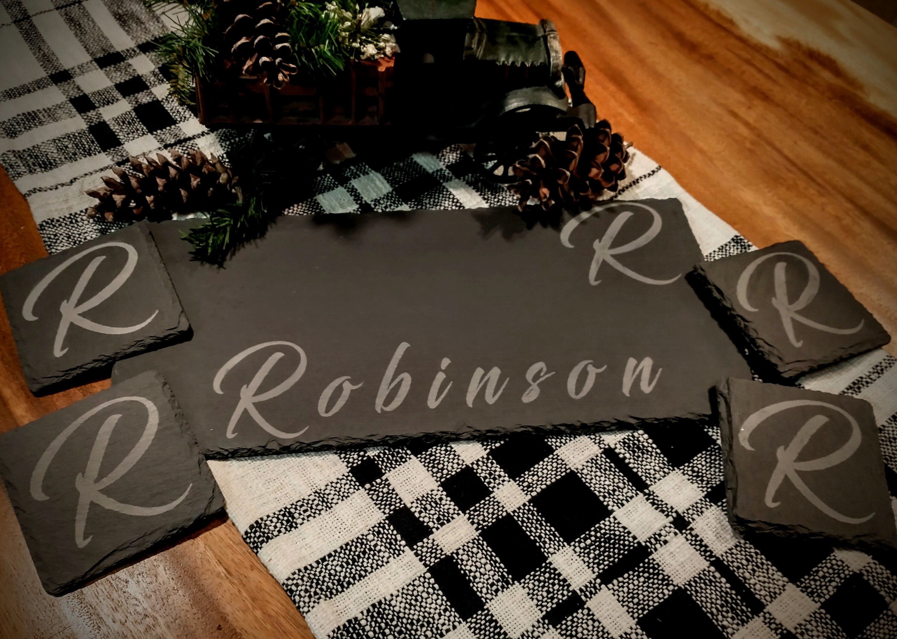 Charcuterie Board Personalized Serving Tray Etched Slate | Etsy