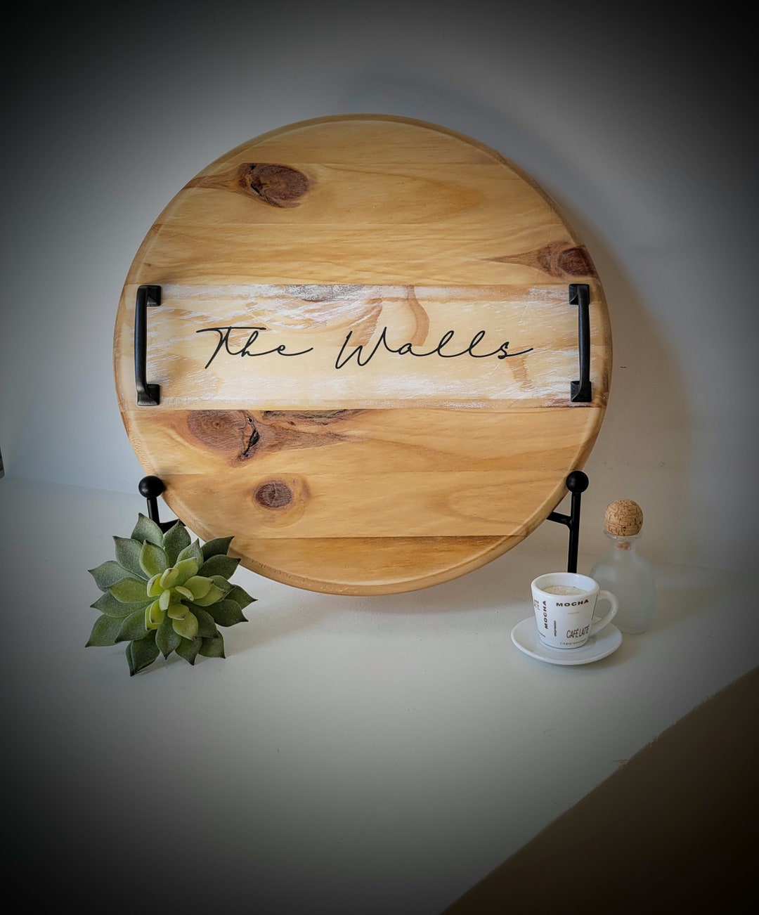 Personalized Serving Tray, Charcuterie Board, Round Decorative Tray ...