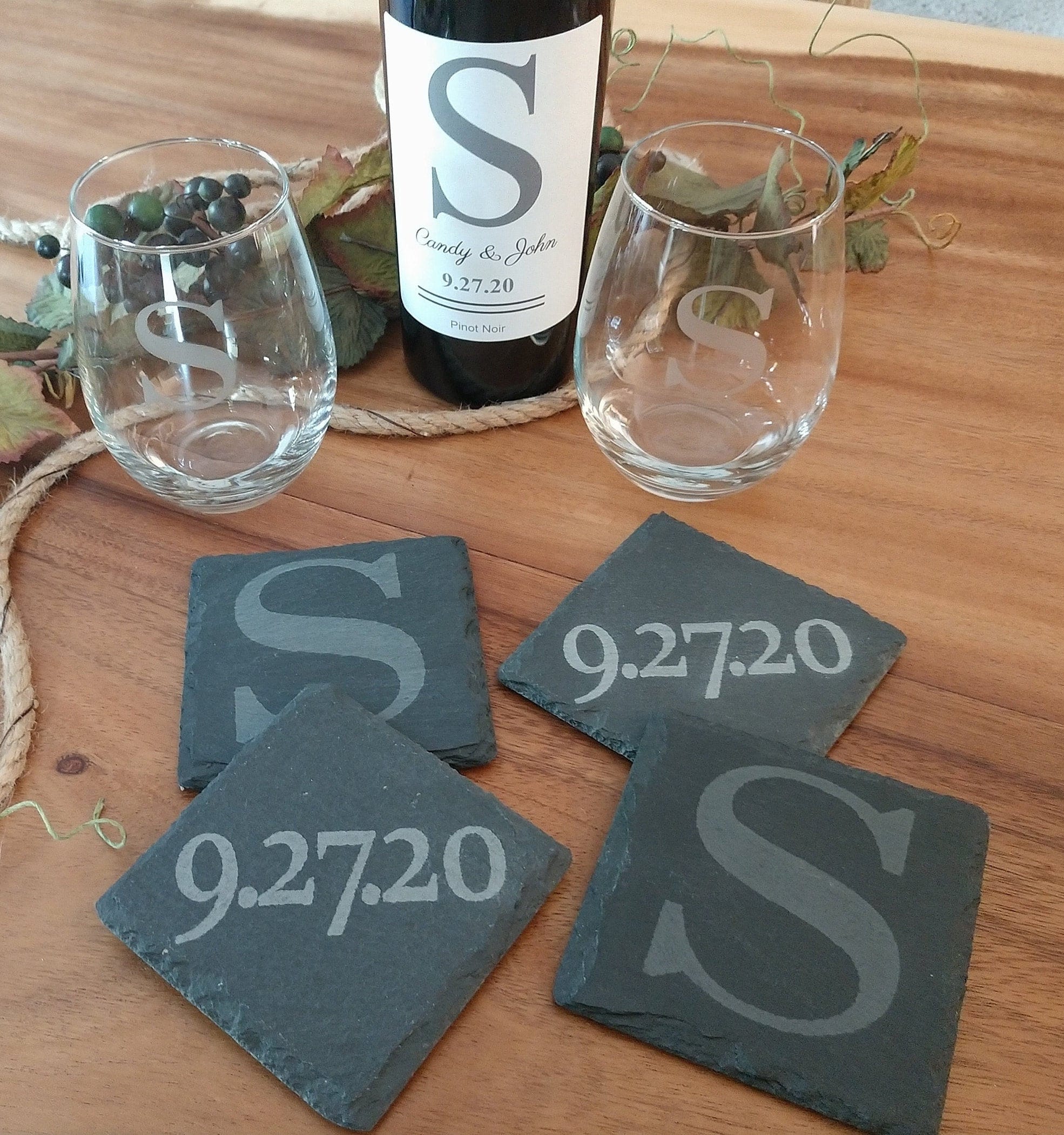 Personalized Slate Coasters Custom Etched Coasters Slate | Etsy