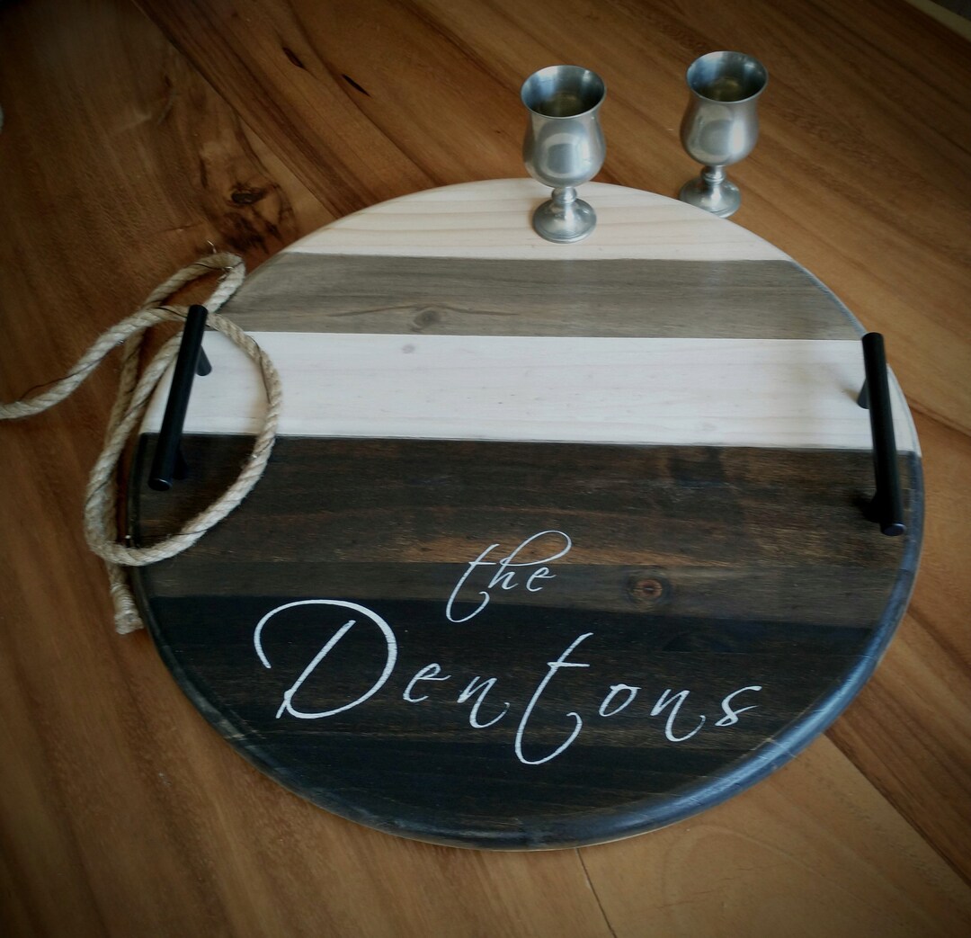 Personalized Serving Tray, Charcuterie Board, Round Decorative Tray ...