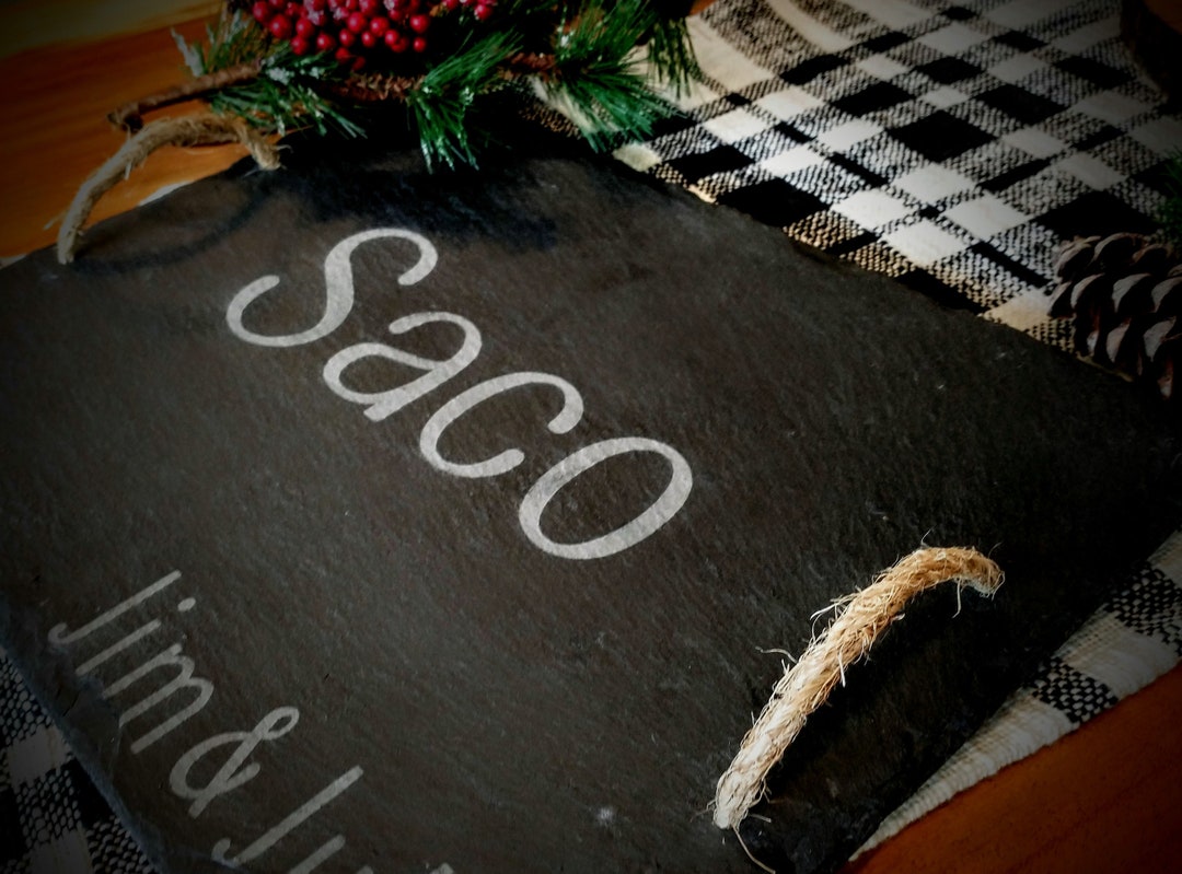 Personalized Slate Tray, Custom Charcuterie Board, Etched Slate Tray ...
