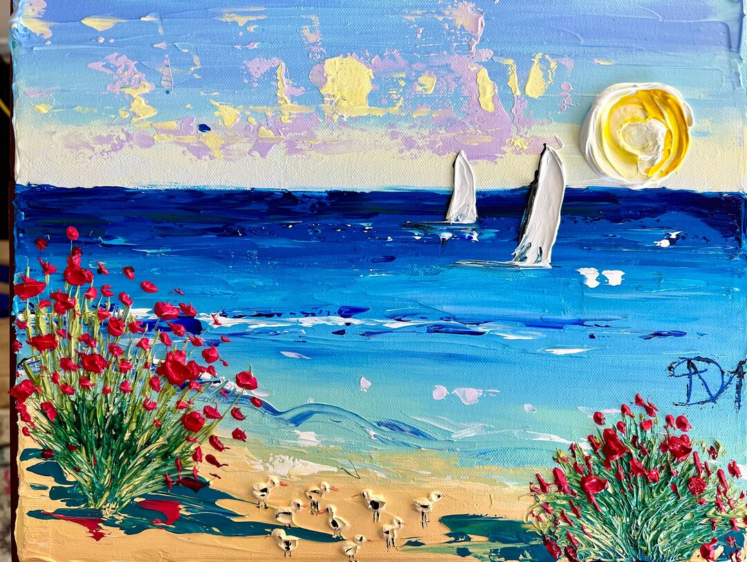 Seascape Acrylic Painting | Ocean Acrylic Art | Palette Knife Painting ...