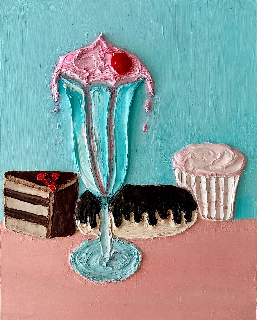 Cake Painting | Impasto Pastry Painting | Palette Knife Art | Textured ...