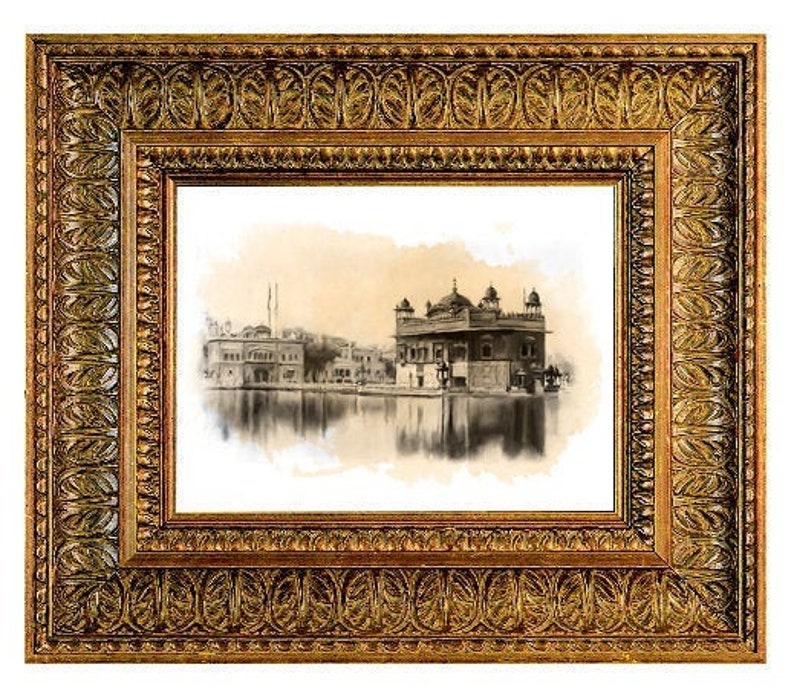 Buy Old Golden Temple 1930s Pencil Sketch & Watercolour Print Online in ...