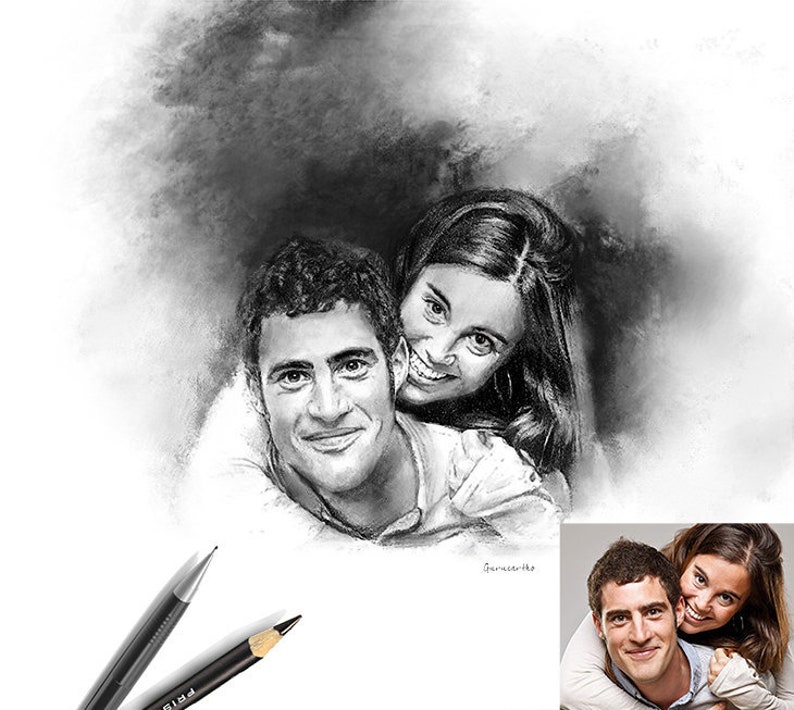 Custom Pencil Sketch Drawing Portrait From Photo Hand Drawn - Etsy