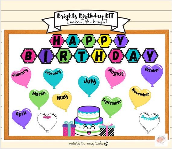 Birthday Bulletin Happy Birthday Bulletin Board Kit Brights - Etsy