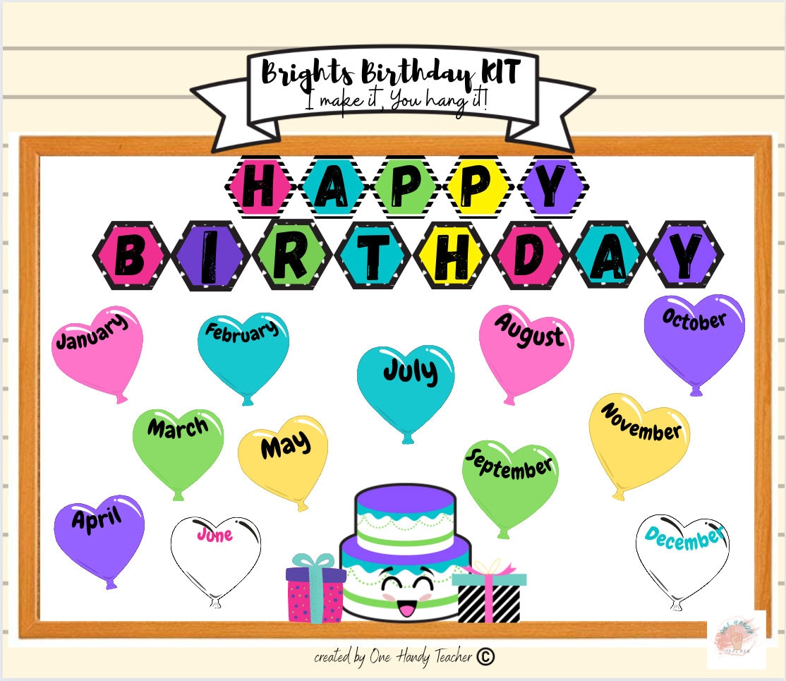 Birthday Bulletin Happy Birthday Bulletin Board Kit Brights - Etsy