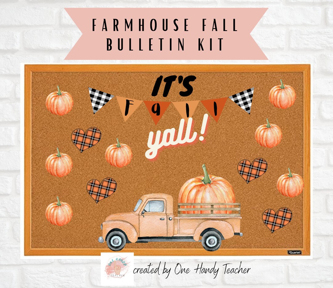 Farmhouse Bulletin, Pumpkin Bulletin, Bulletin Board Set, Fall Bulletin ...