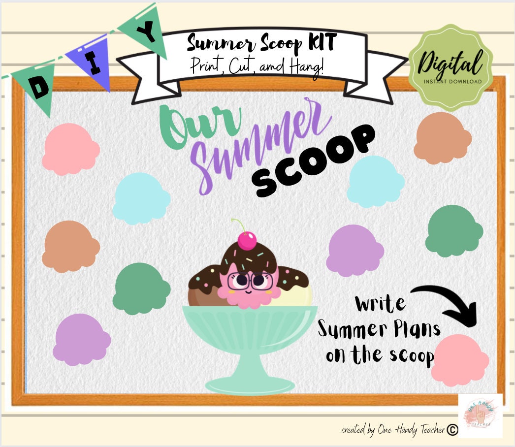 End of the Year Bulletin Summer Bulletin Ice Cream Scoop - Etsy