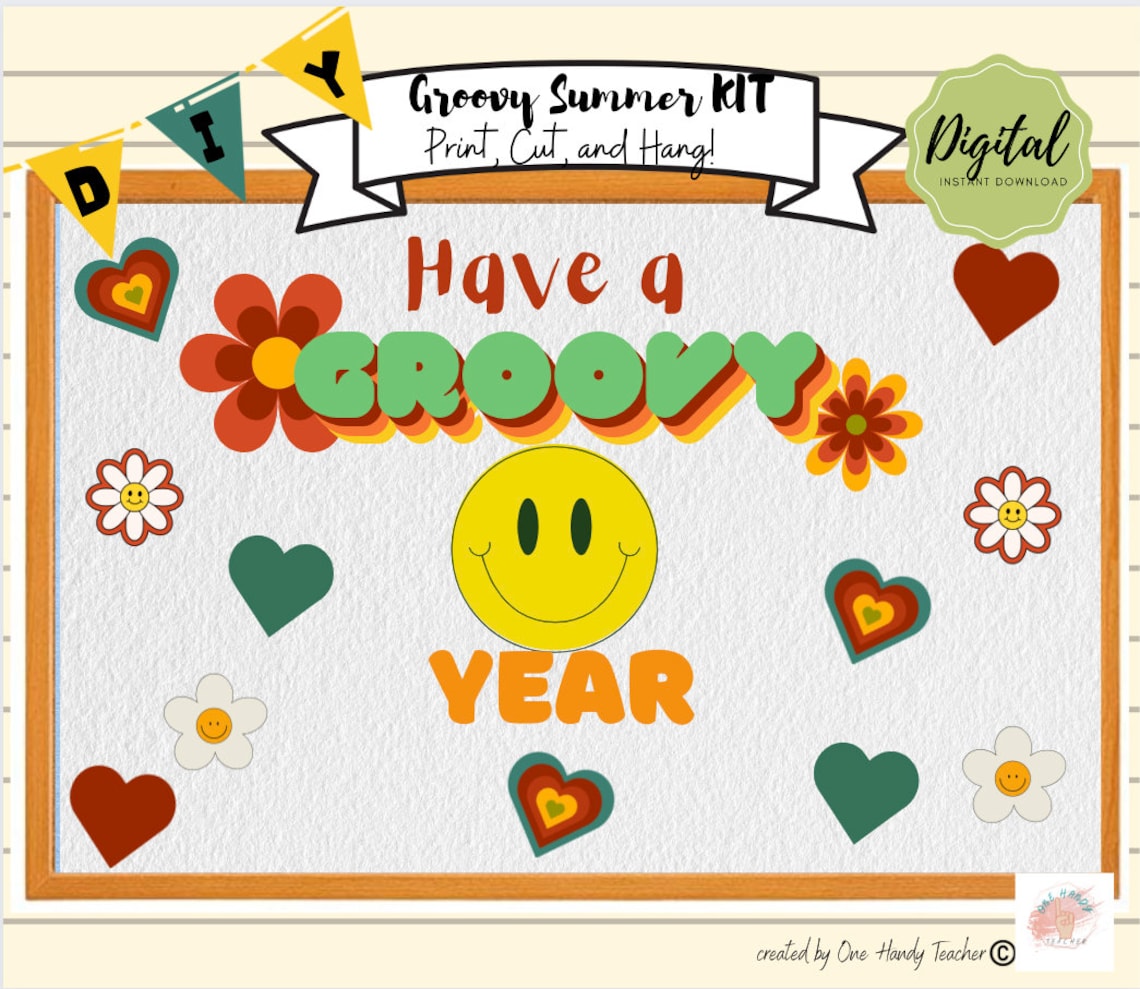 Retro Bulletin Groovy Bulletin Bulletin Board Kit Back to - Etsy