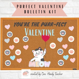Valentine's Day Bulletin, Cat Bulletin, Bulletin Board Set, February ...