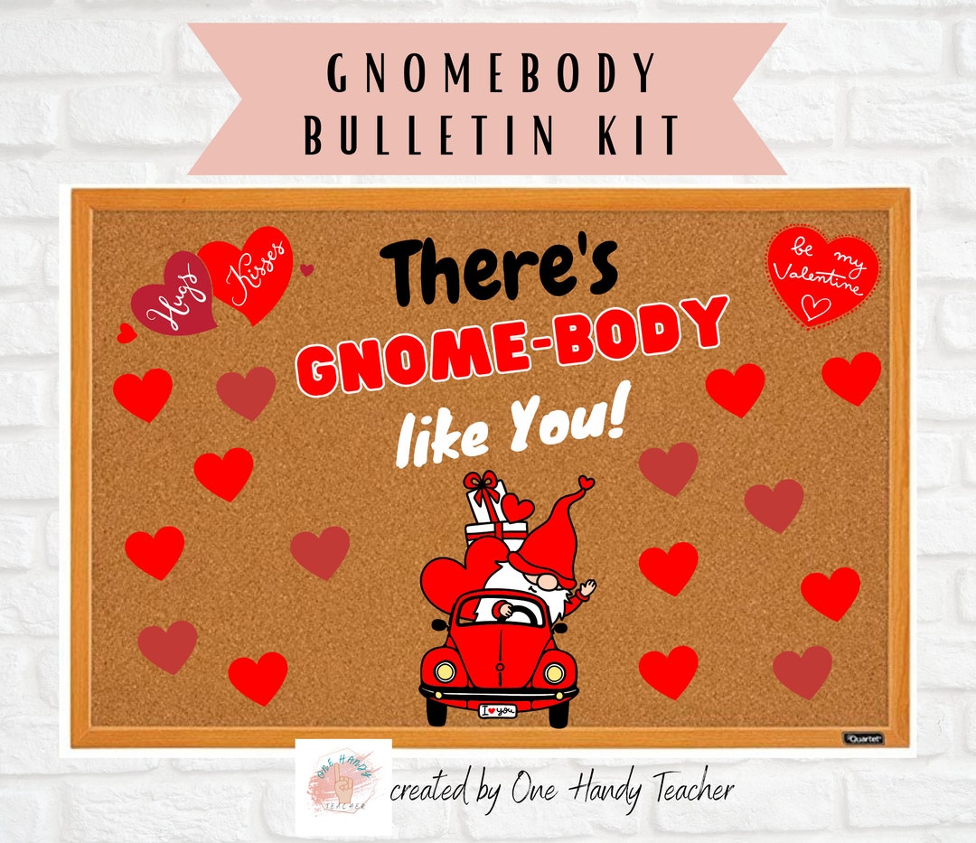 Gnome Bulletin, Valentine's Day Bulletin, Bulletin Board Kit, February ...