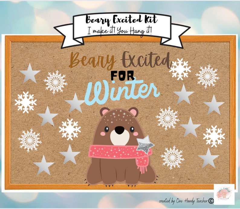 Winter Bulletin Bear Bulletin Bulletin Board Kit December - Etsy