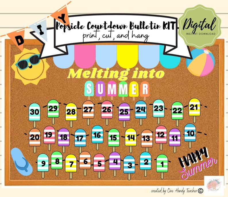 Summer Bulletin, Popsicle Bulletin, Bulletin Board Kit, Digital ...
