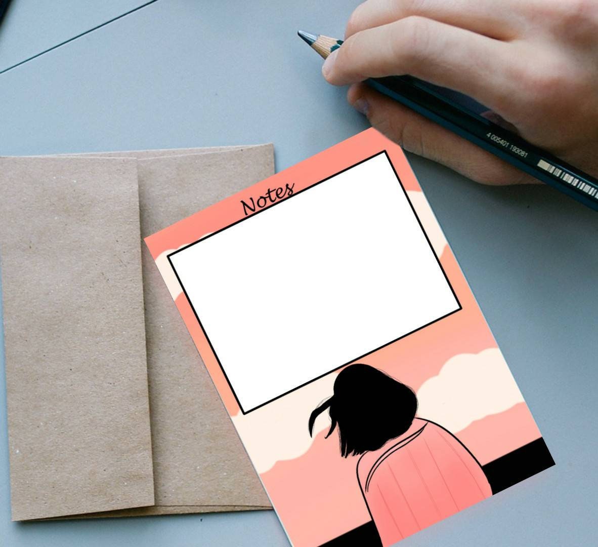 Girl asthetic notepad Pink pastel Notepad Memo Pad | Etsy