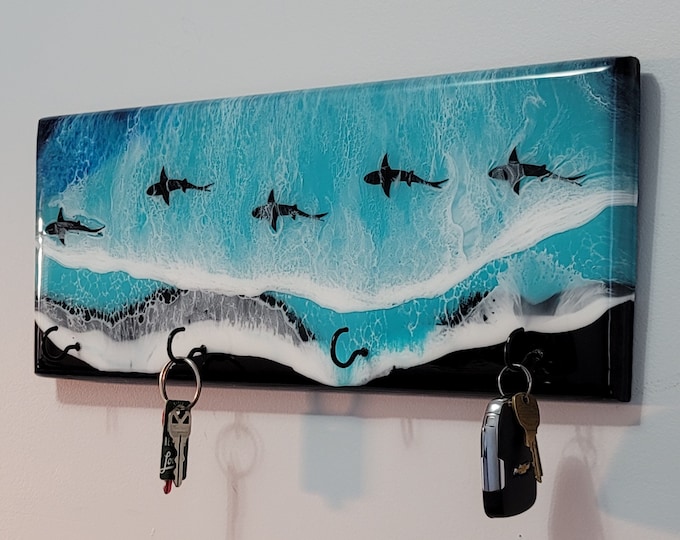Black Ocean Wave Epoxy Resin Key Hook - Etsy