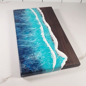 Ocean Wave Walnut Epoxy Charcuterie Board W/ Handles | Cheese Board ...