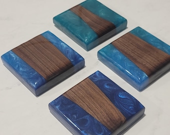 Epoxy Coasters Dark Teal Epoxy Set of 4 | Etsy