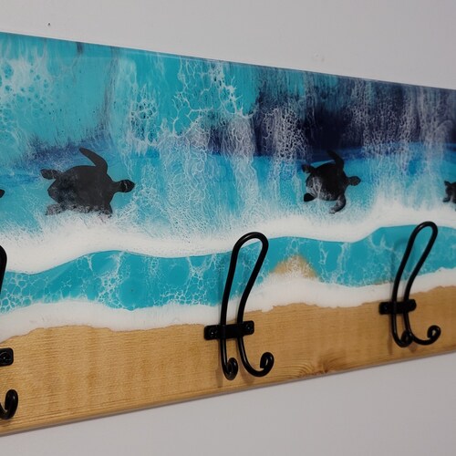 Black Beach Ocean Wave Coat Rack - Etsy