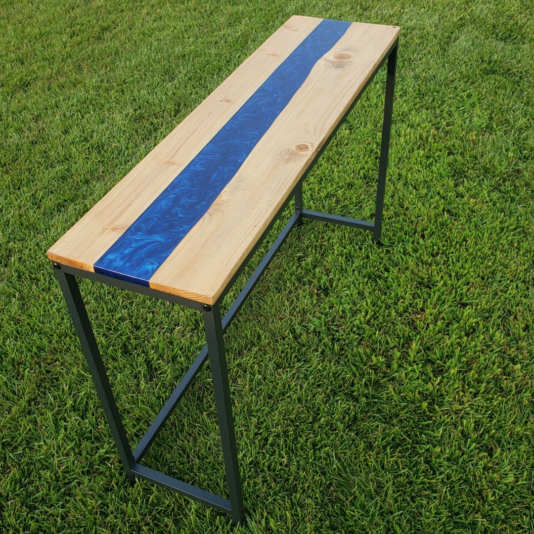 Pacific Blue Epoxy River Console Table With Black Metal Legs - Etsy