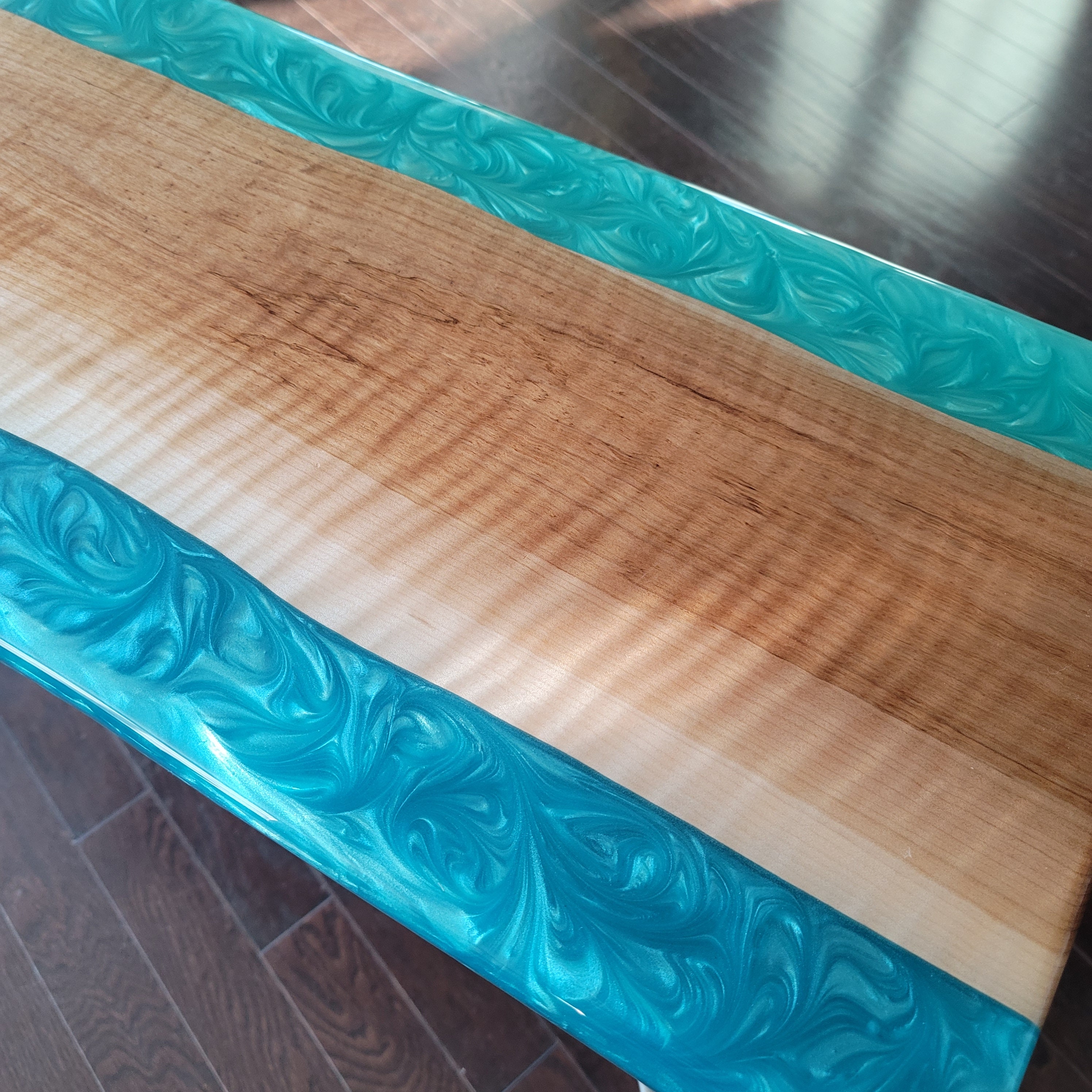 Maple Epoxy River Console Table With White Hairpin Legs - Etsy