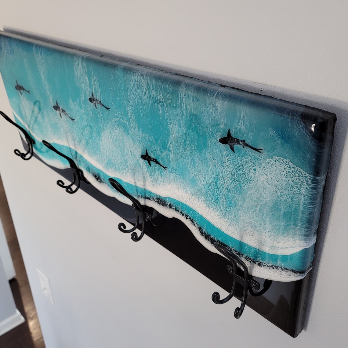 Black Beach Ocean Wave Coat Rack - Etsy
