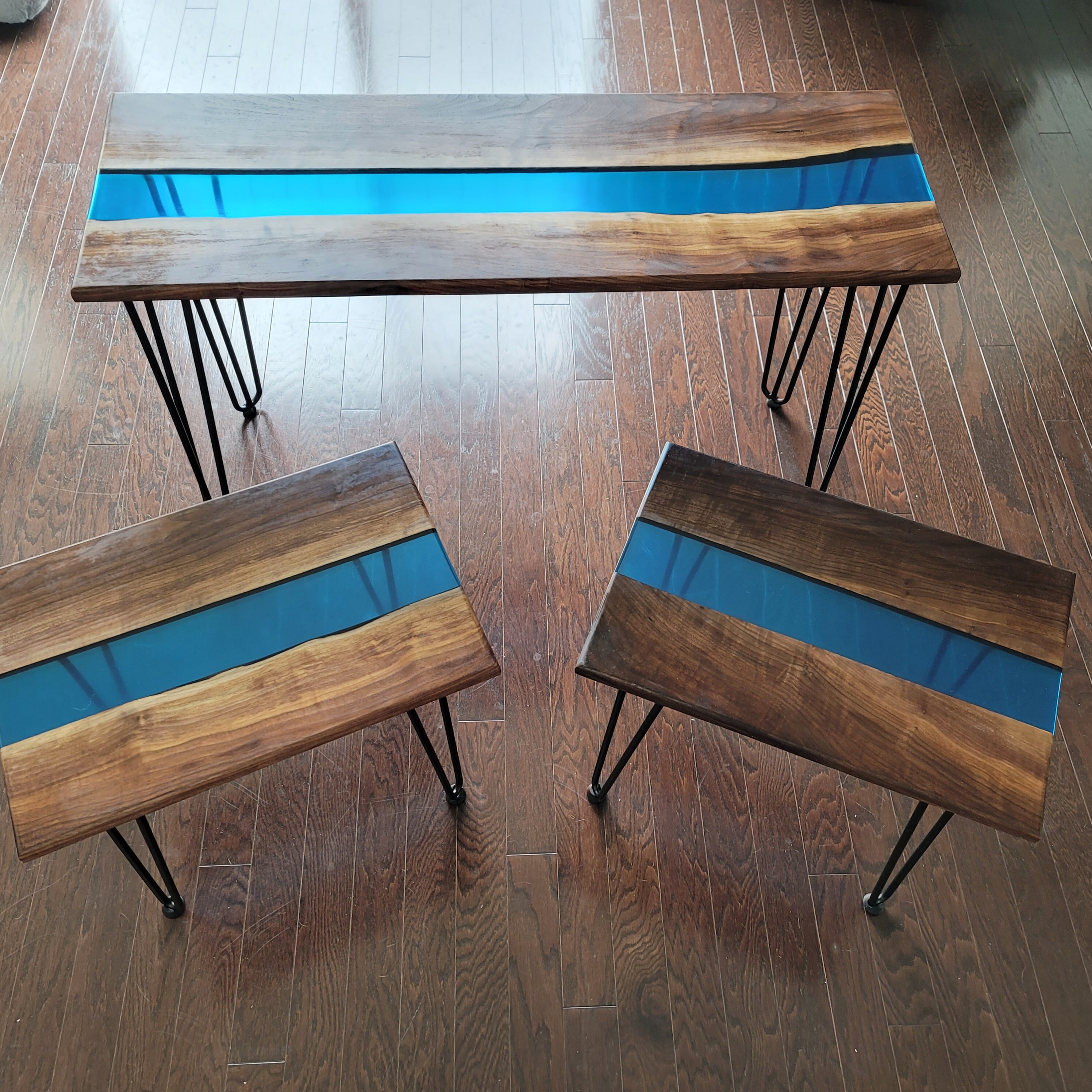 Walnut Epoxy River Table Transparent Ocean Blue Epoxy River - Etsy