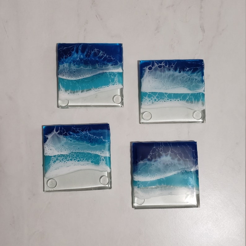 Ocean Wave Glass Coasters Set of 4 - Etsy