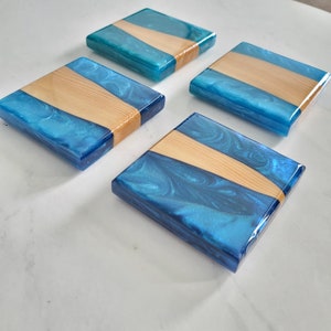Epoxy Coasters Dark Blue Teal Epoxy Set of 4 - Etsy UK