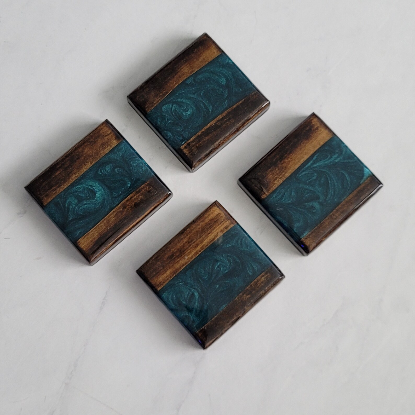 Epoxy Coasters Dark Teal Epoxy Set of 4 - Etsy