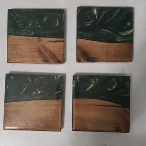 Epoxy Coasters | Olive Swirl Epoxy | Set of 4 | - Etsy