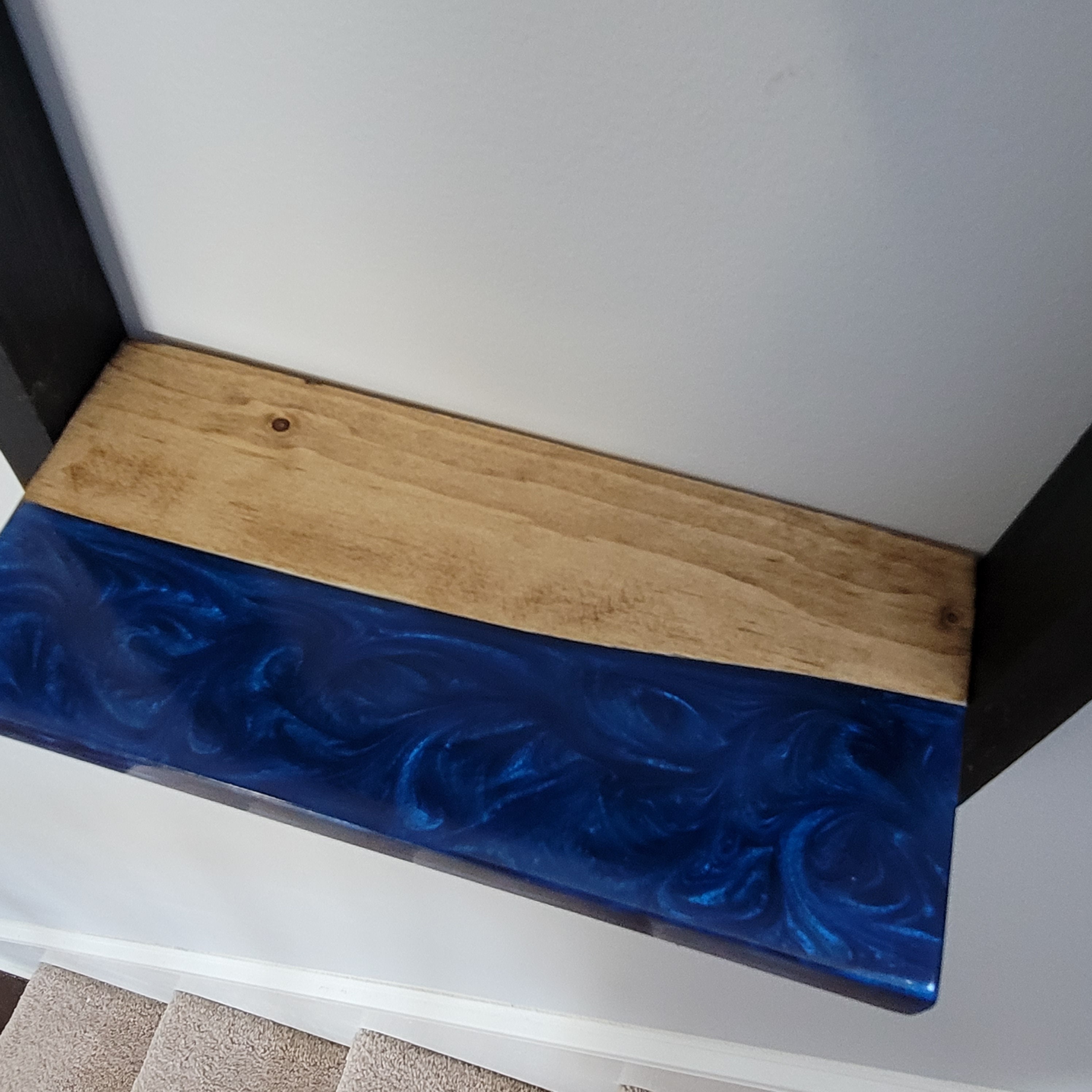 Deep Blue Epoxy Floating Shelves with Black Frame Set of 2 | Etsy