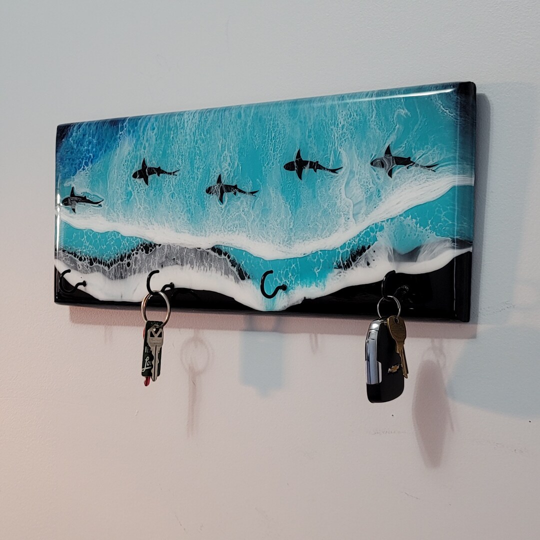 Black Ocean Wave Epoxy Resin Key Hook - Etsy