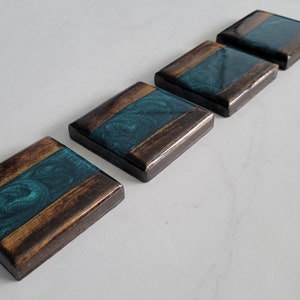 Epoxy Coasters | Dark Teal Epoxy | Set of 4 | - Etsy
