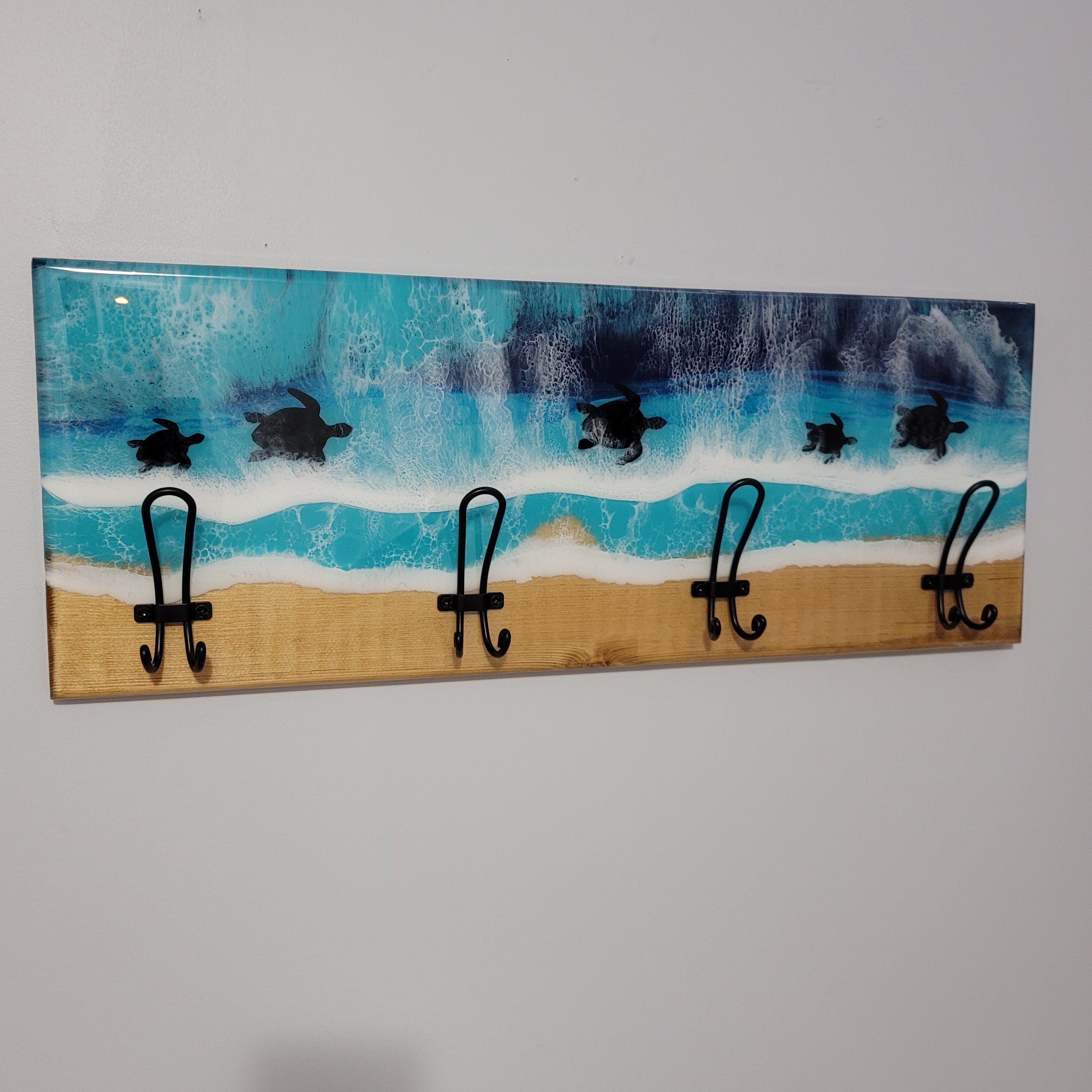 Ocean Wave Coat Rack With Sea Turtles - Etsy